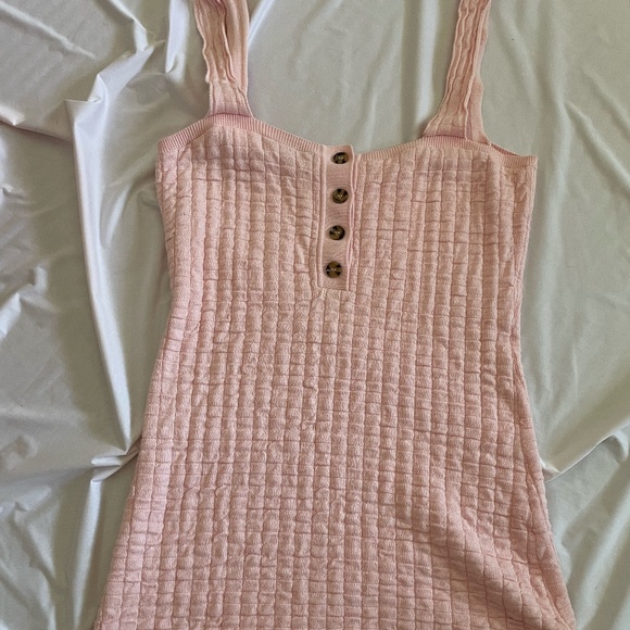 Free People | Dresses | Stretchy Ribbed Pastel Pink Tank Dress With ...